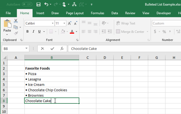 How To Add A Bullet Point In Excel