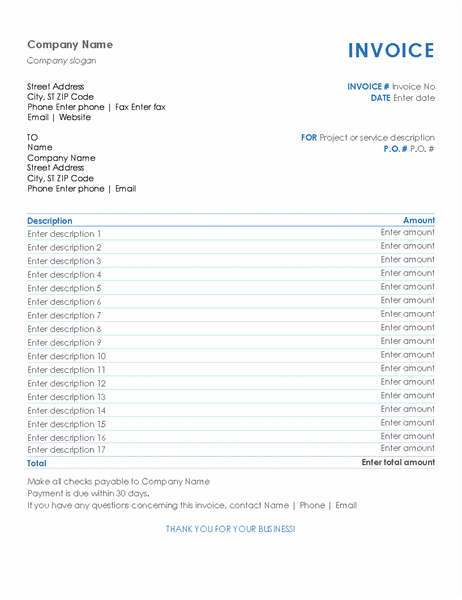 7 Free Invoice Template For Microsoft Word IT Net Fix